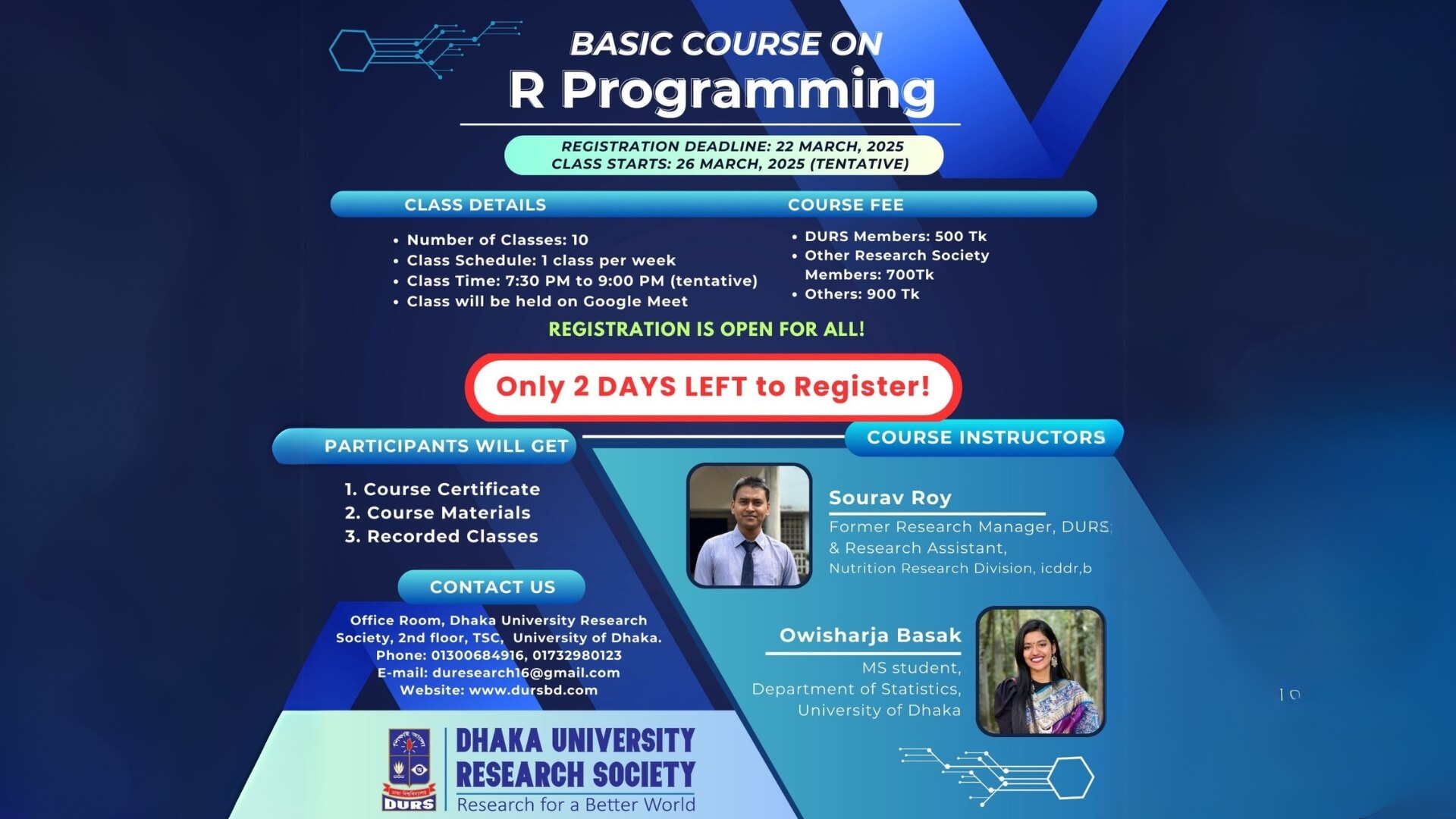 Basic Course on R Programming - DURS | Dhaka University Research ...